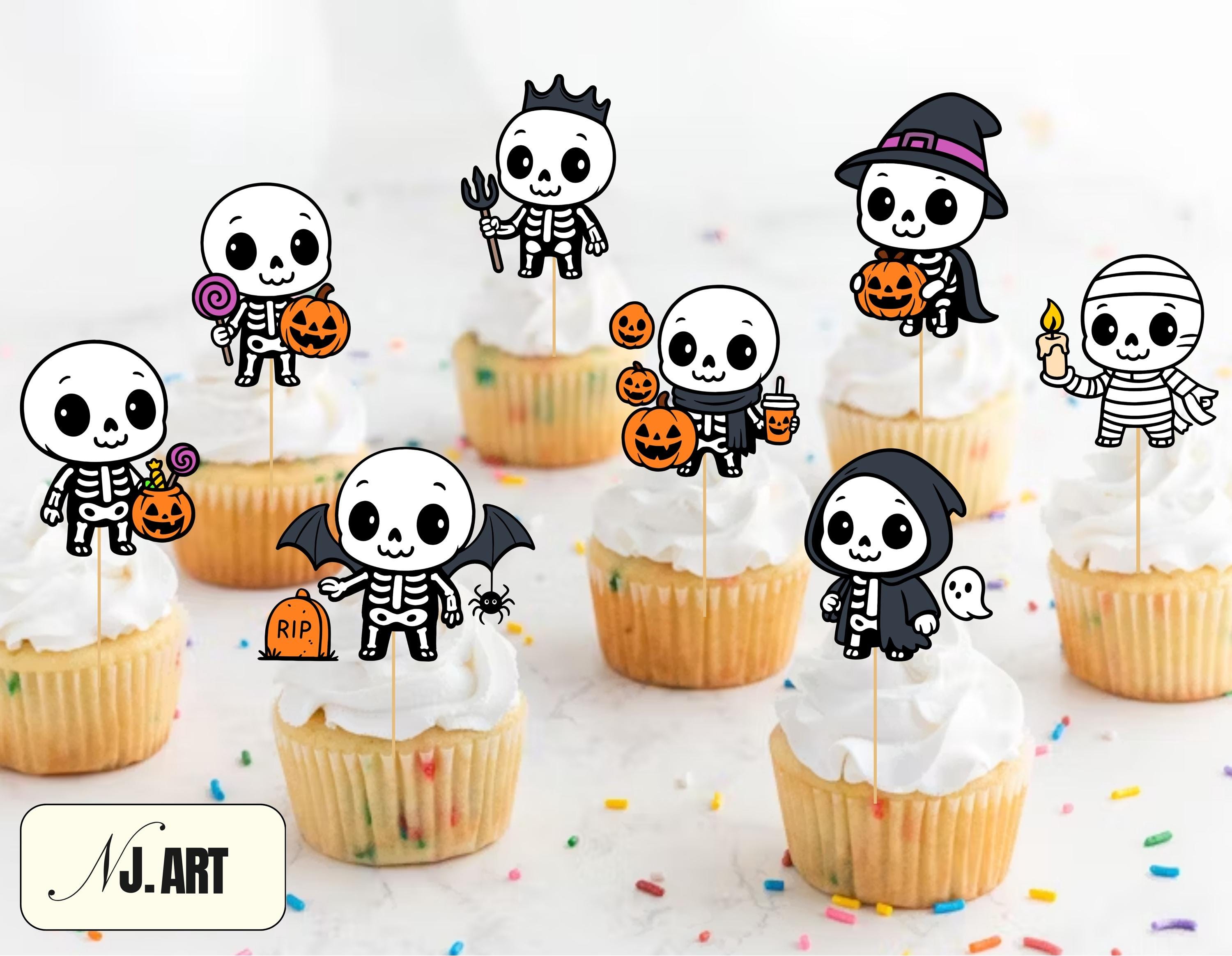 Halloween Skeleton Clipart Bundle SVG PNG DXF – 9 Cute Chibi Skeletons ...