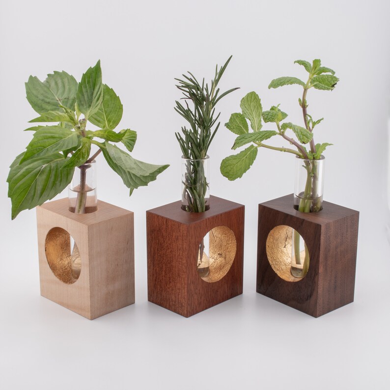 Set of 3 Elegant Hand Crafted Plant Vases With Upcycled Antique Test ...