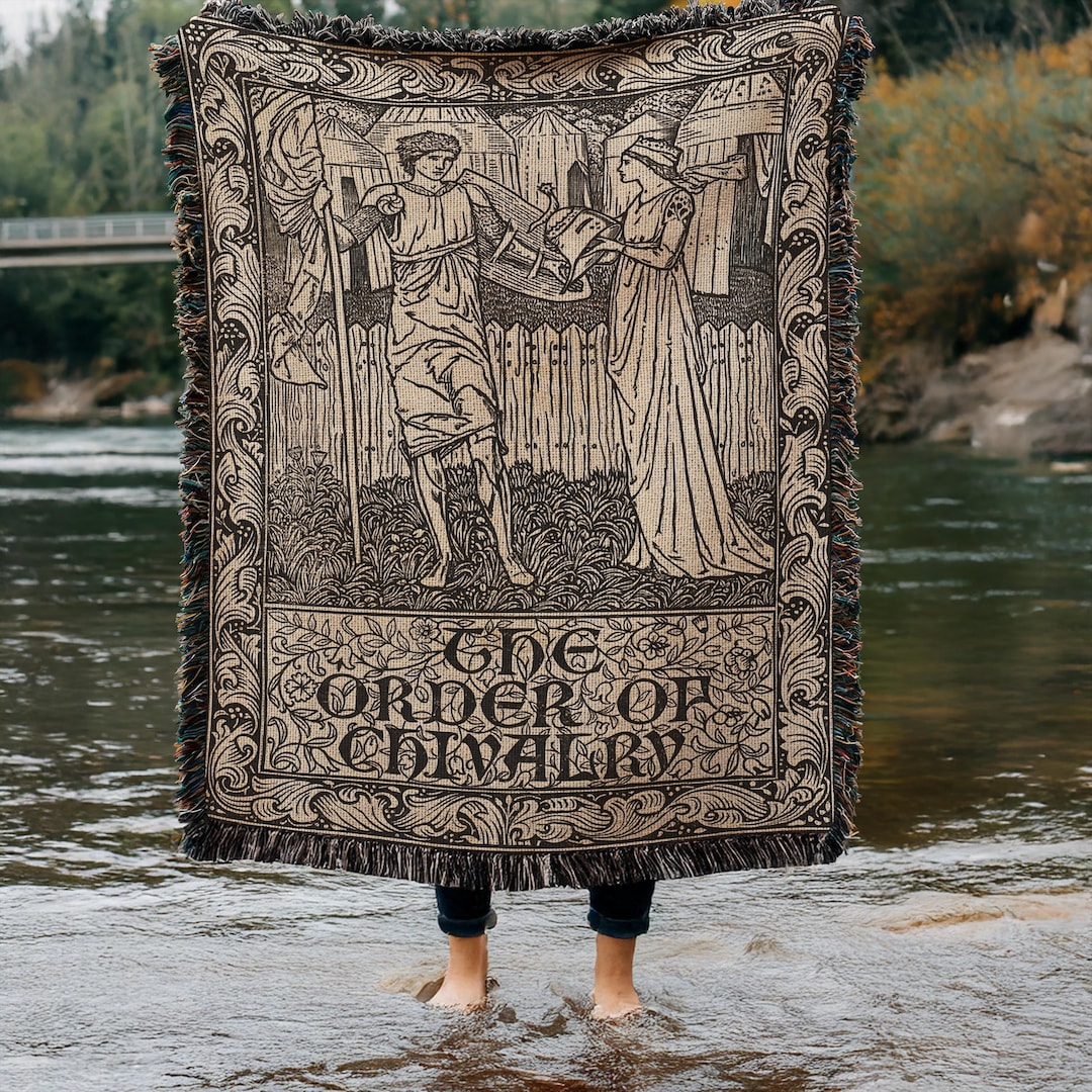 Order of Chivalry Woven Throw - Medieval Knight & Lady - Victorian ...