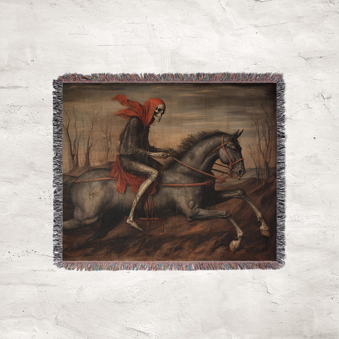 Death on His Horse | Medieval Tapestry, Woven Blanket, Throw Blanket ...