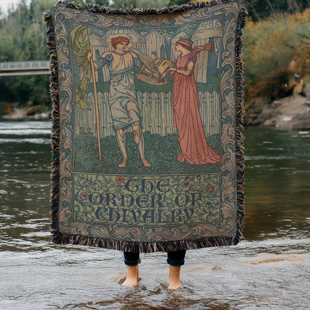 Colorized Order of Chivalry Woven Throw - Medieval Knight & Lady ...