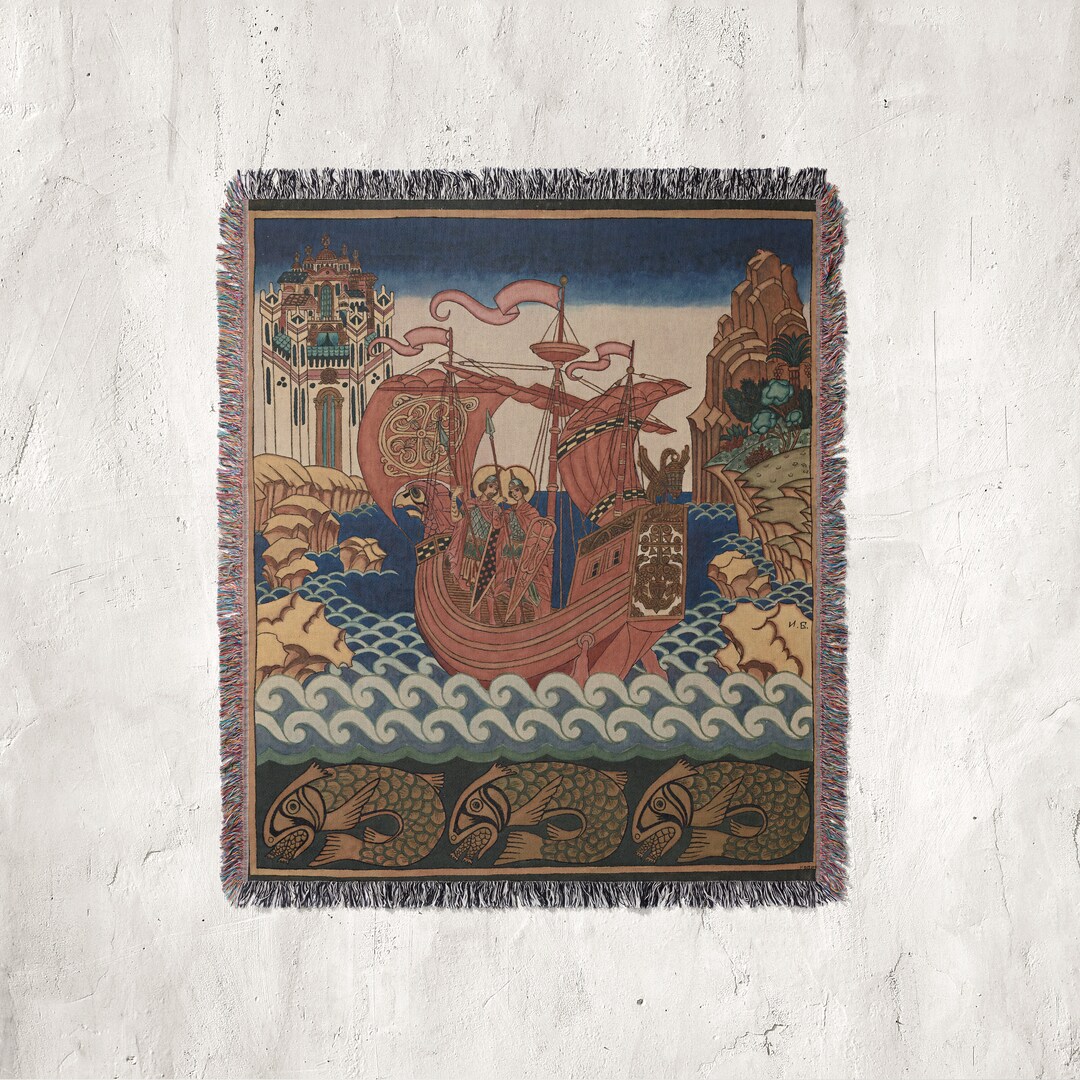 Boris and Gleb Tapestry | Ivan Bilibin Russian Folk Art Throw Blanket ...