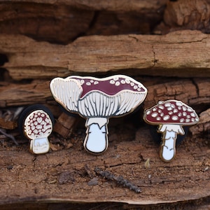Mushroom Trio Enamel Pins - Etsy