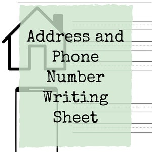 Address and Phone Number Writing Sheet for Kids - Etsy