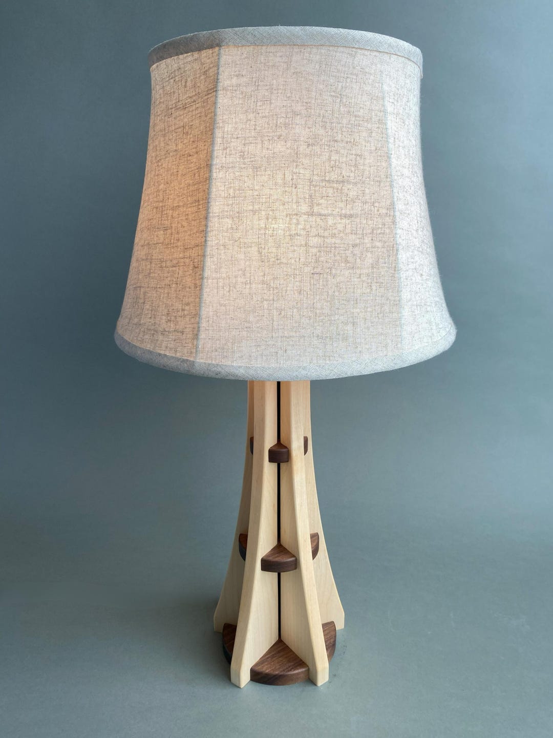 Sculptural Walnut & Maple Table Lamp. Hand-crafted Modern Design ...