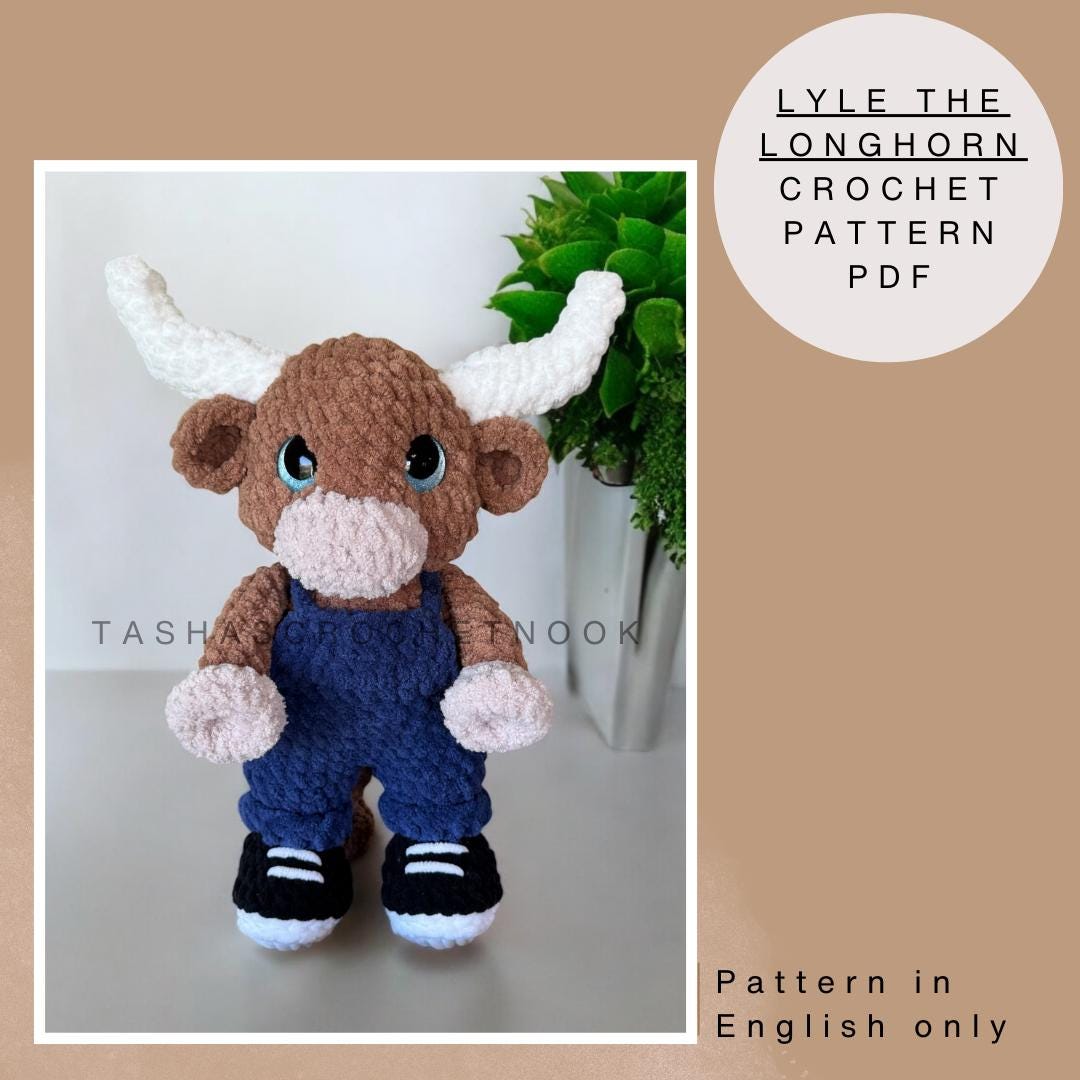 Lyle the Longhorn Crochet Pattern-low-sew-intermediate Level-english ...