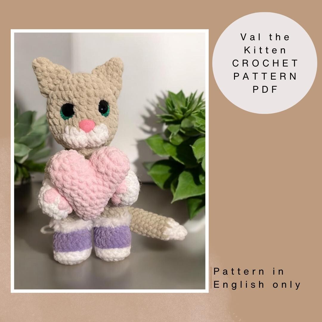 Val the Kitten Crochet Pattern-low-sew-intermediate Level-english ONLY ...
