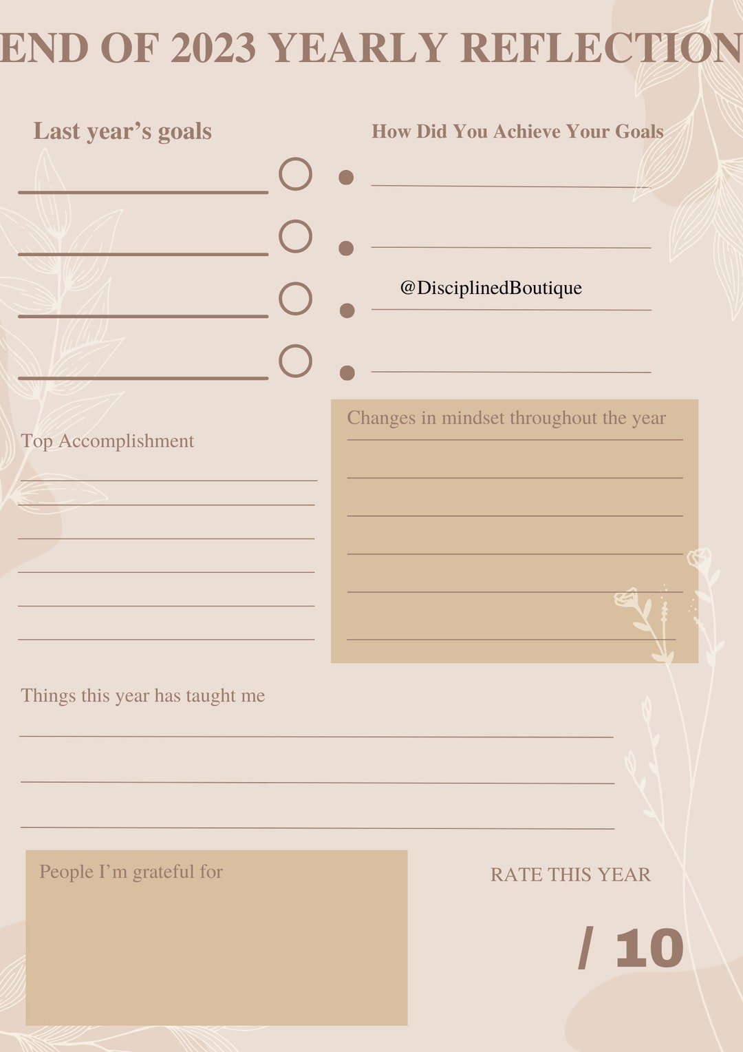 End of 2023 YEARLY REFLECTION Printable - Etsy
