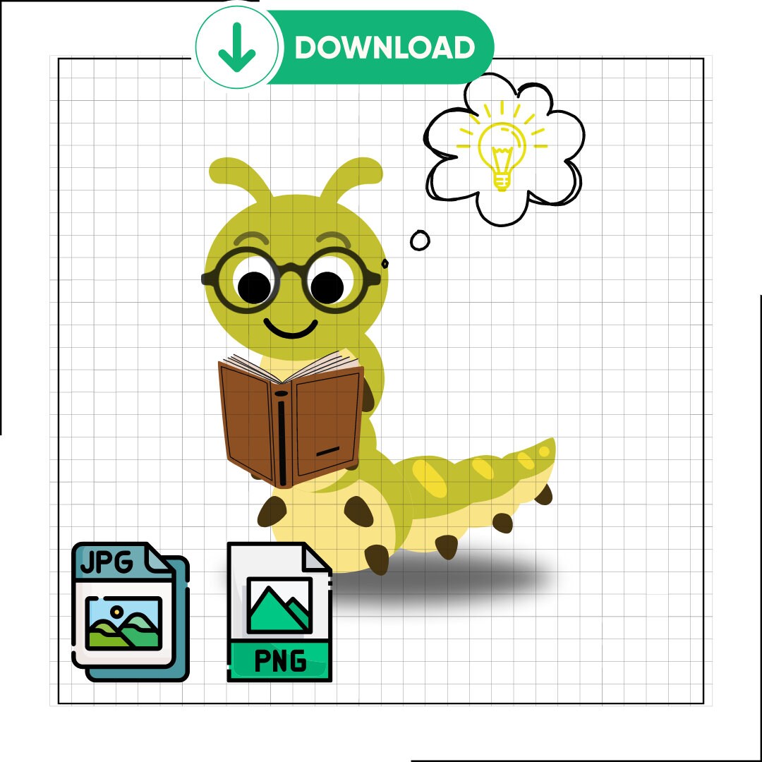 Bookworm Gift, Bookworm SVG, Caterpillar, Back to School, Reading ,book ...
