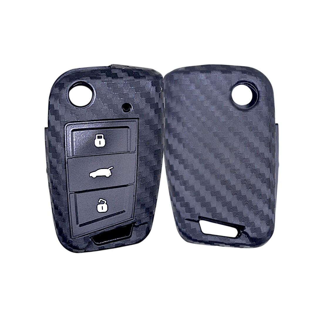 Carbon Fibre Look Key Cover for Seat Leon Ateca Ibiza VW Golf MK7 MK7.5 ...