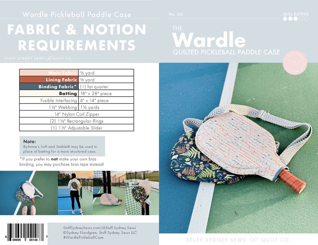 Wardle Quilted Pickleball Paddle Case - Etsy