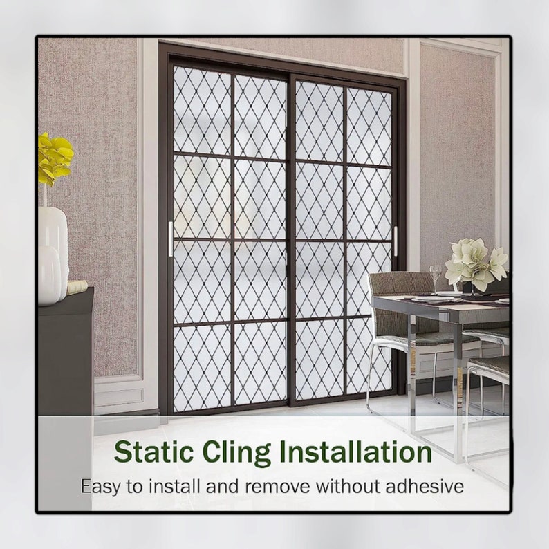 Frosted Black Lattice Window Film, Static Cling Privacy Film for ...