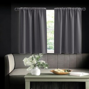 Short Curtains Gray Half Window Curtains for Bedroom, Privacy Curtain ...