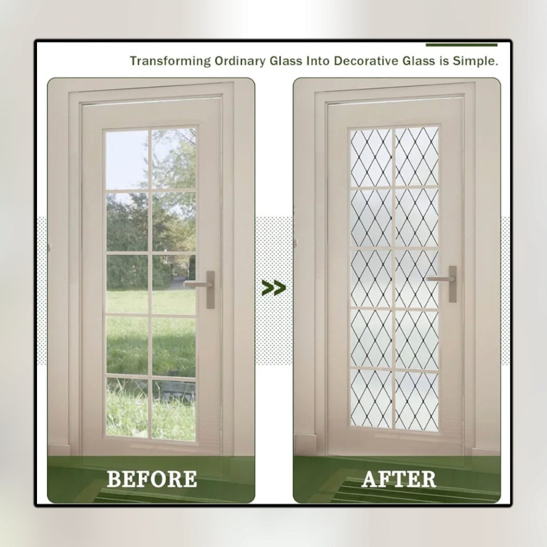 Frosted Black Lattice Window Film, Static Cling Privacy Film for ...