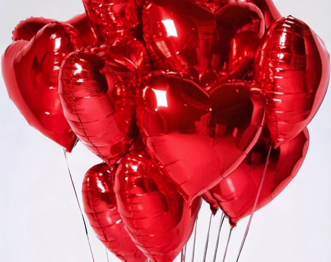 Ruby Red Heart Balloon Bouquet Red Mylar Heart Balloons, Redparty ...