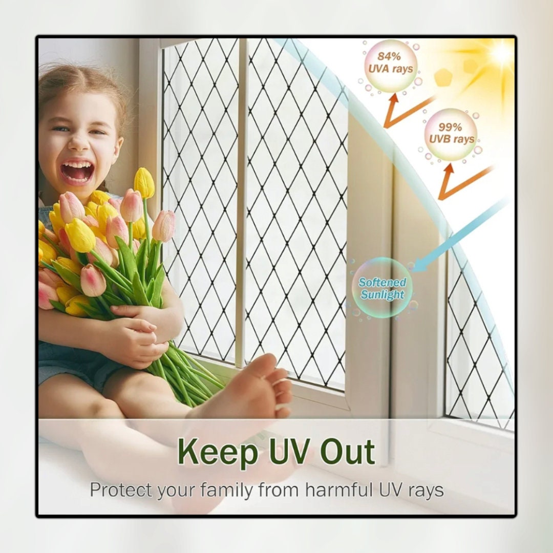 Frosted Black Lattice Window Film, Static Cling Privacy Film for ...