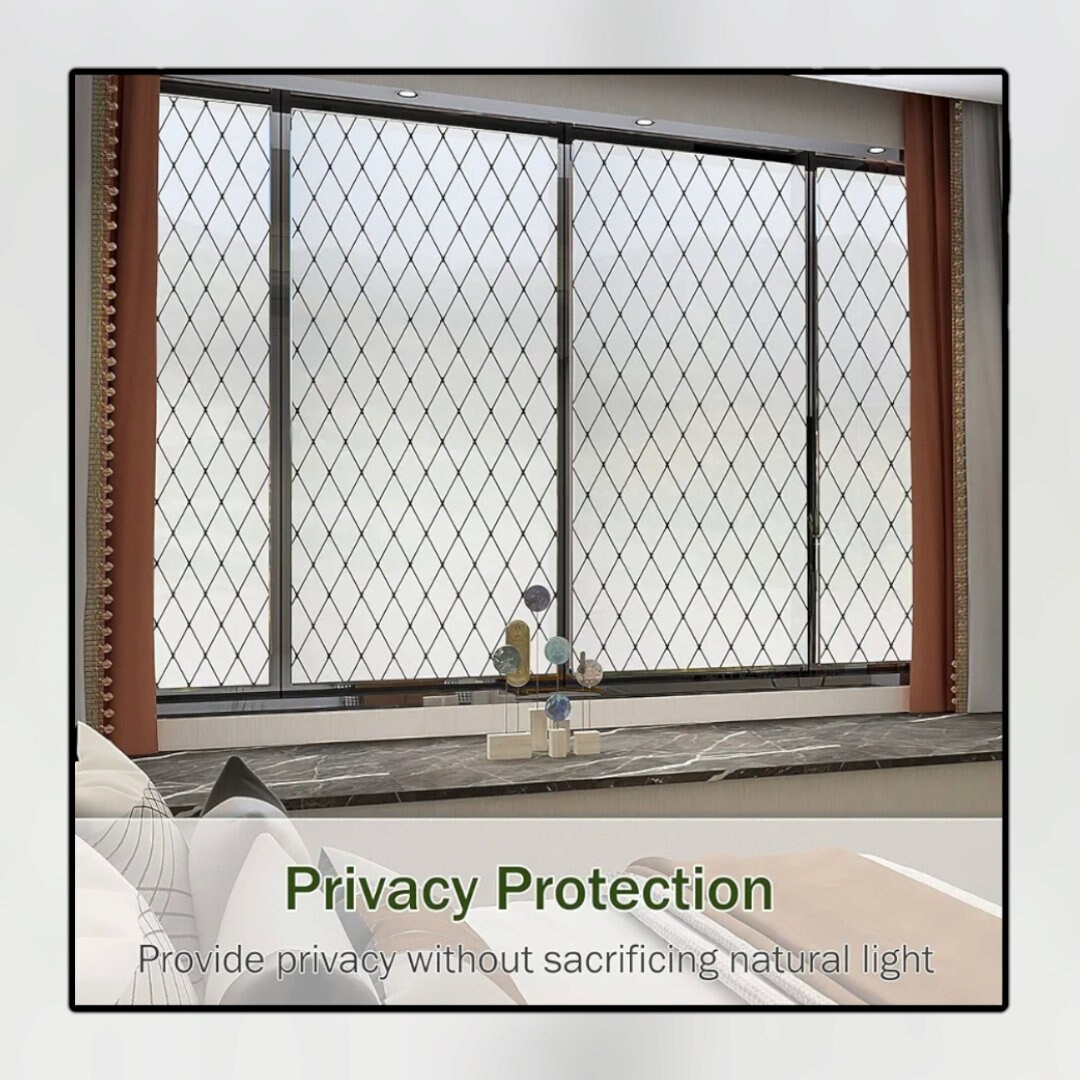Frosted Black Lattice Window Film, Static Cling Privacy Film for ...