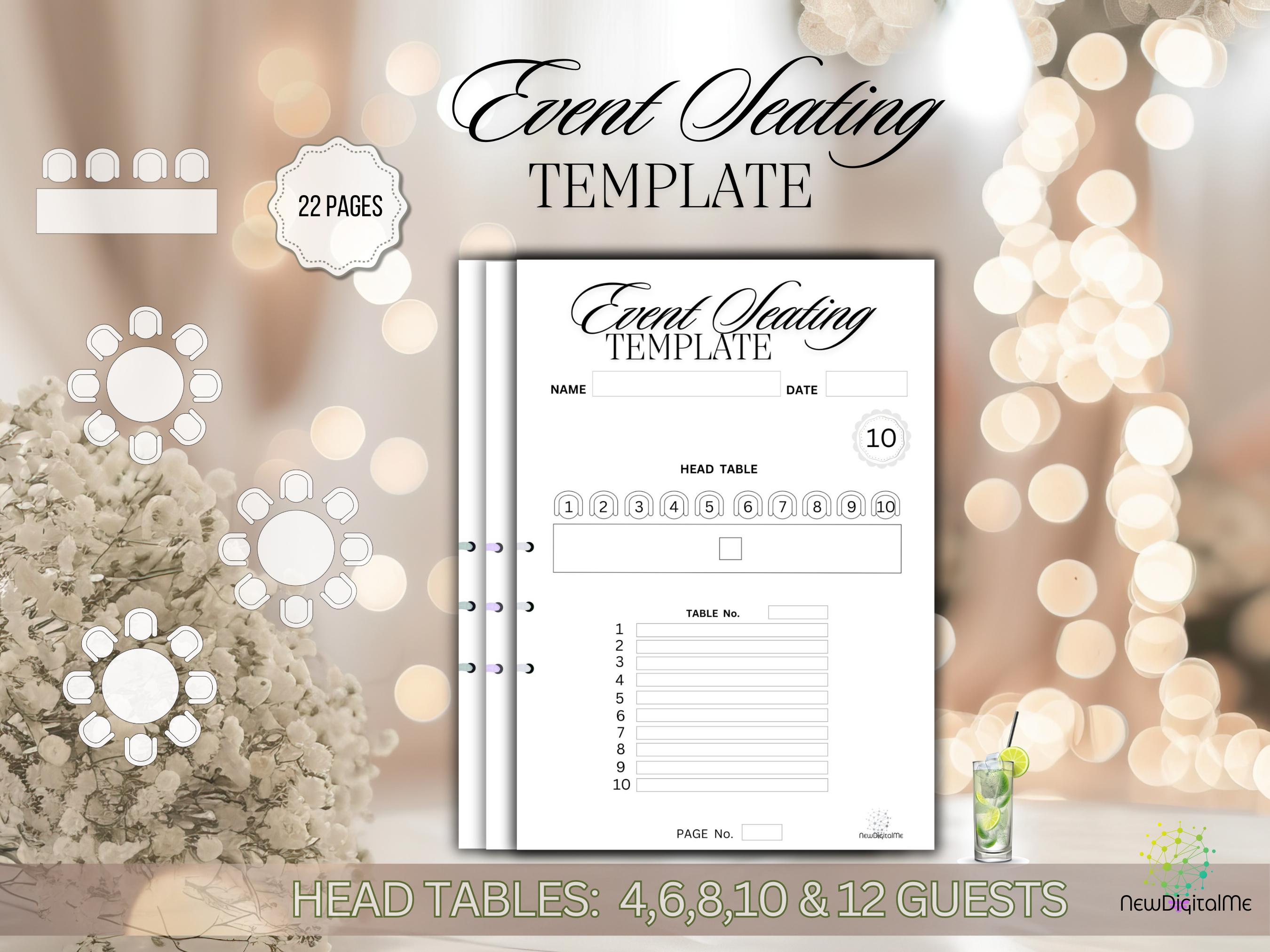 Printable Event Seating Chart Template, Wedding Table Seating ...