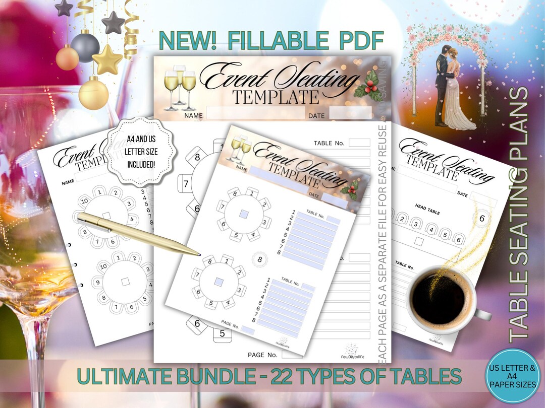 Printable Fillable Event Seating Chart Template, Wedding Table Seating ...