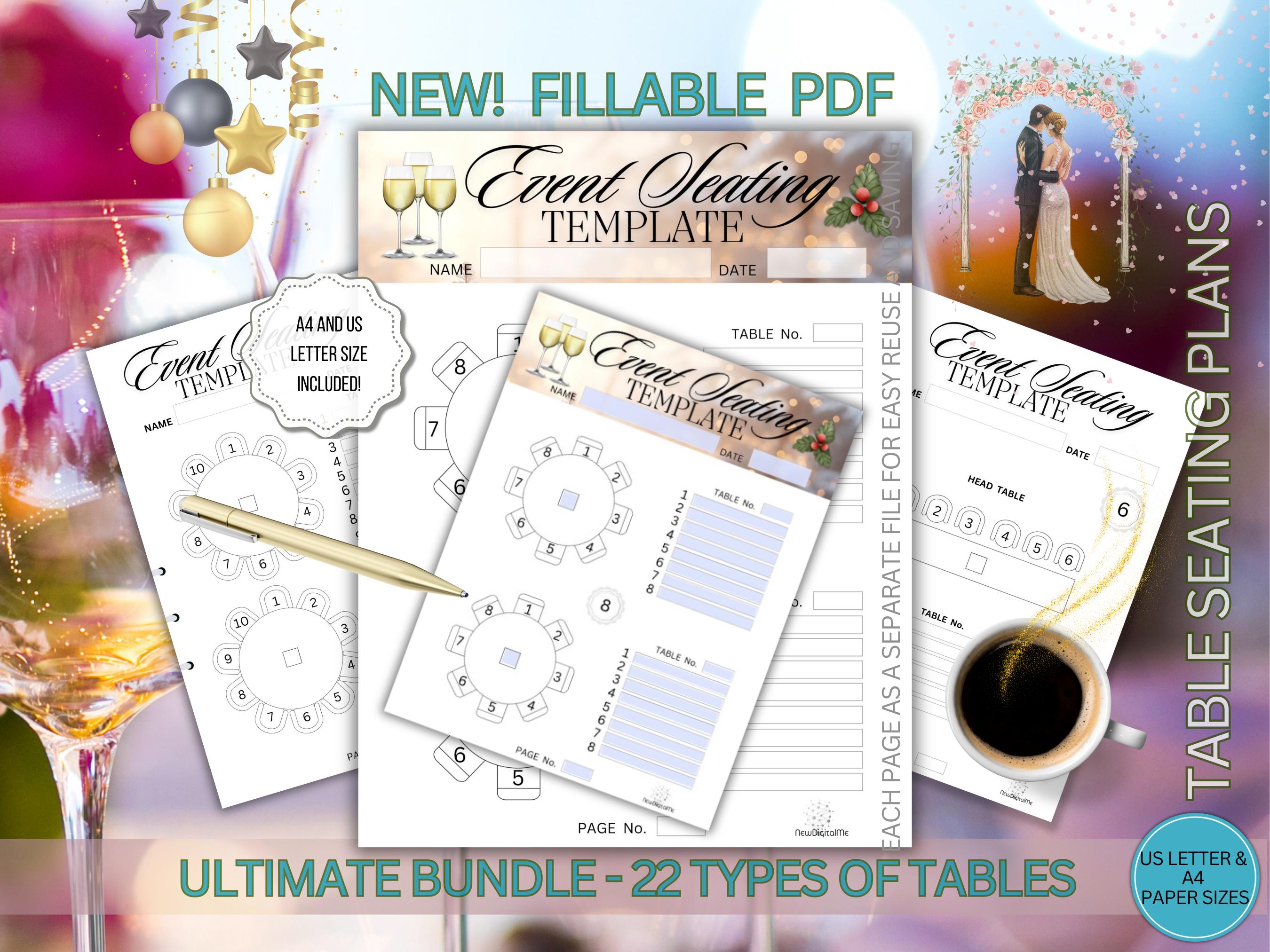 Printable Fillable Event Seating Chart Template, Wedding Table Seating ...