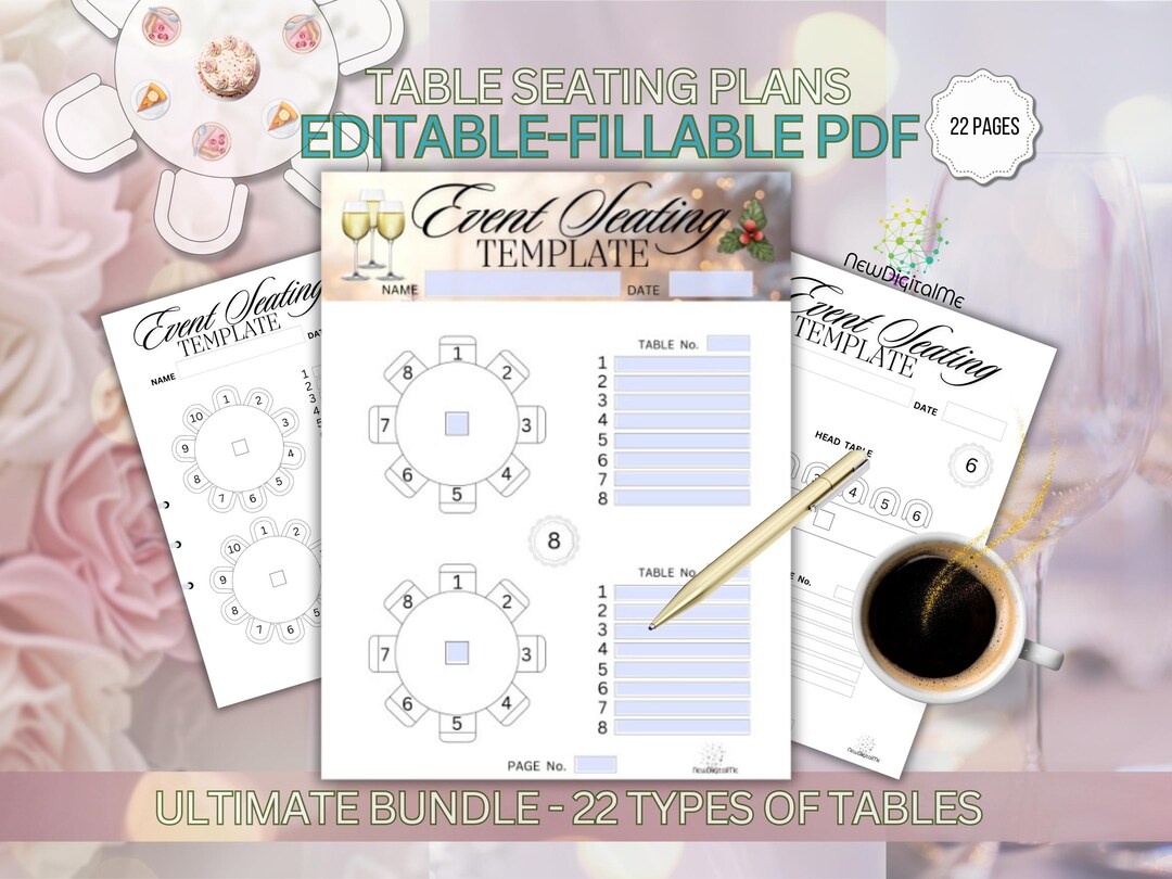 Printable Fillable Event Seating Chart Template, Wedding Table Seating ...