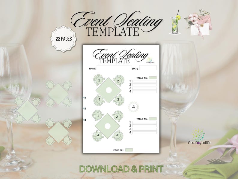 Printable Event Seating Chart Template, Wedding Table Seating ...
