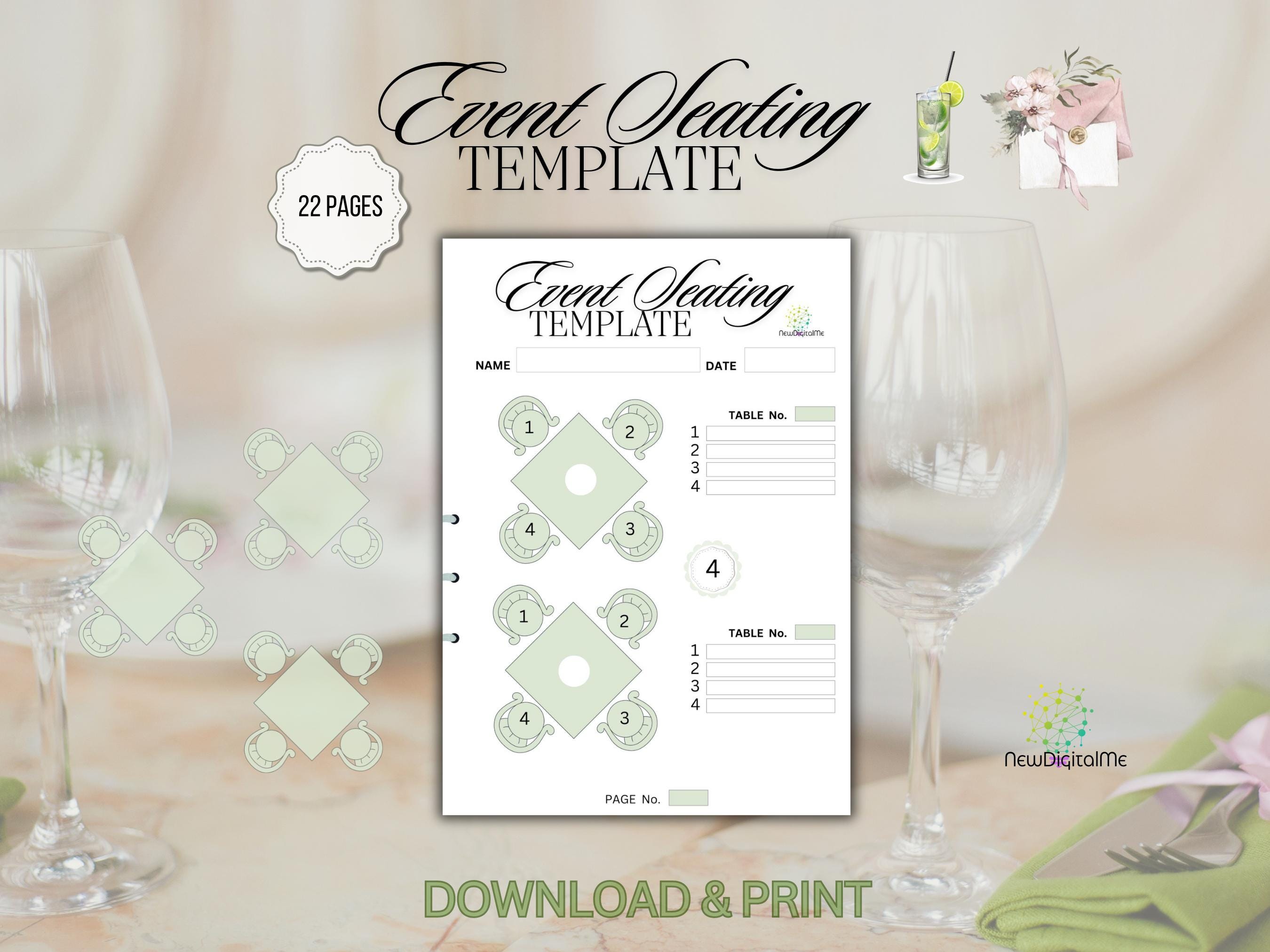Printable Event Seating Chart Template, Wedding Table Seating ...