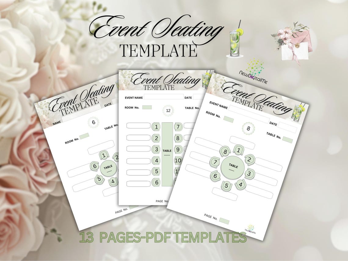 Printable Event Seating Chart Template, Wedding Table Seating ...
