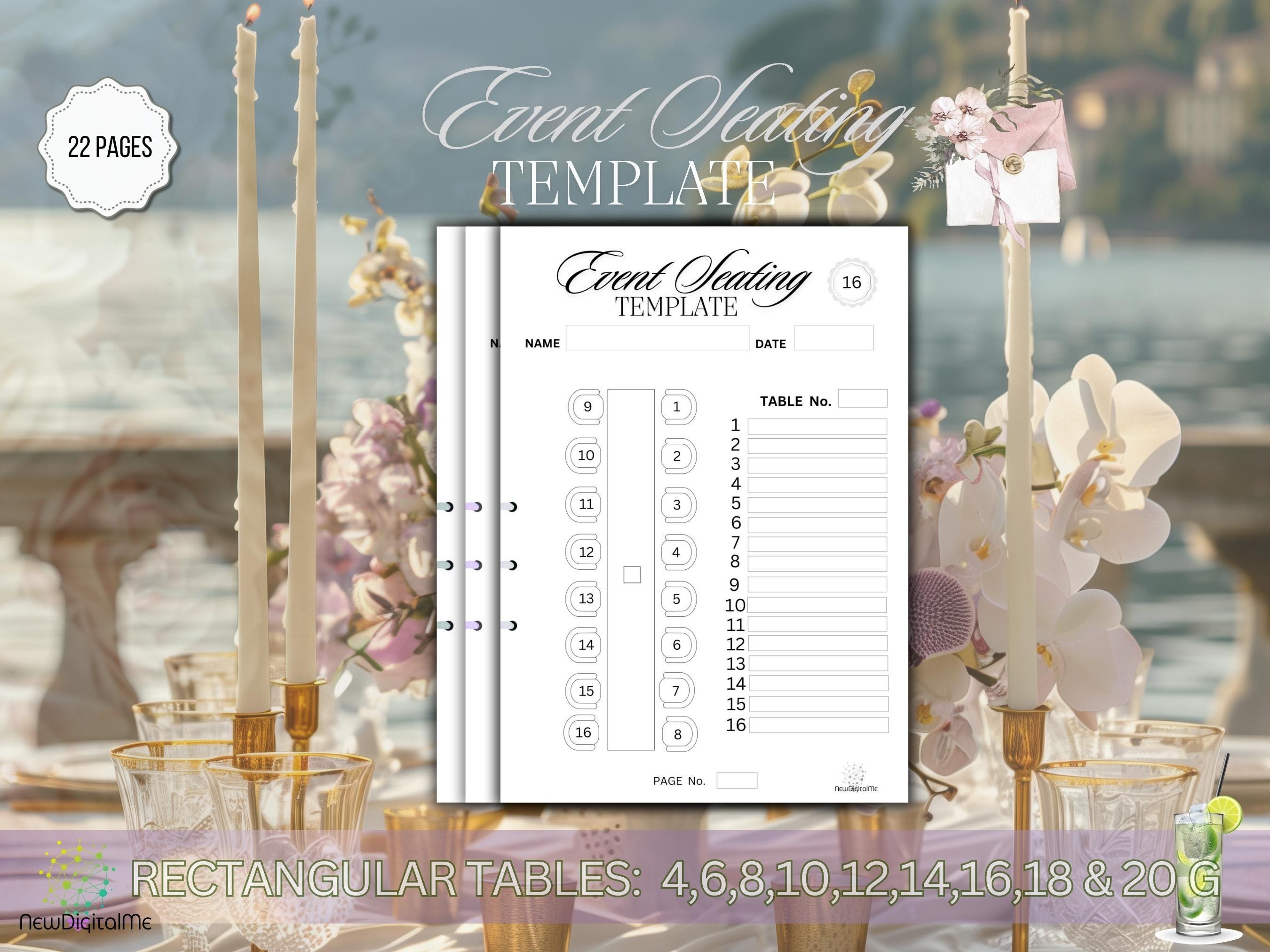 Printable Fillable Event Seating Chart Template, Wedding Table Seating ...