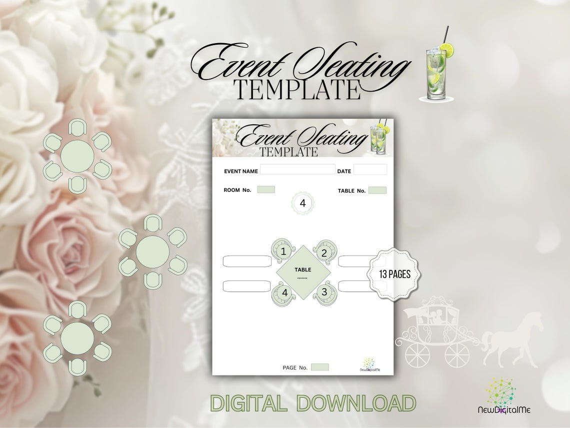 Printable Event Seating Chart Template, Wedding Table Seating ...