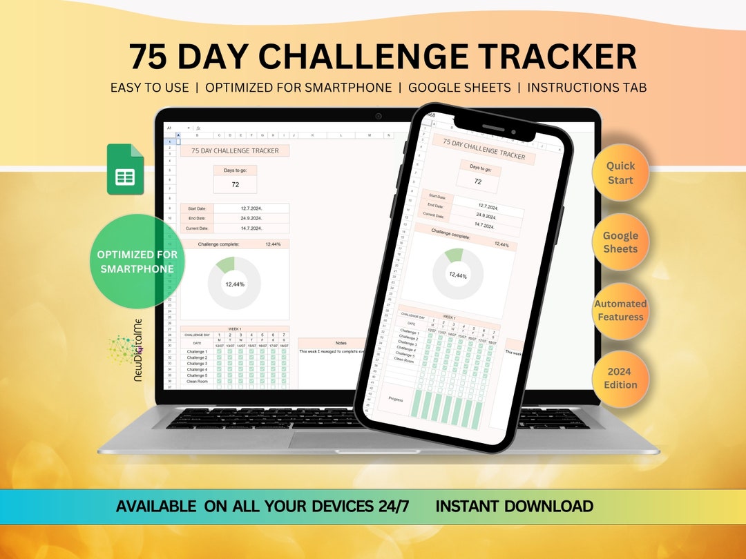75 Day Challenge Tracker|easy Challenge Tracker|planner for Iphone ...