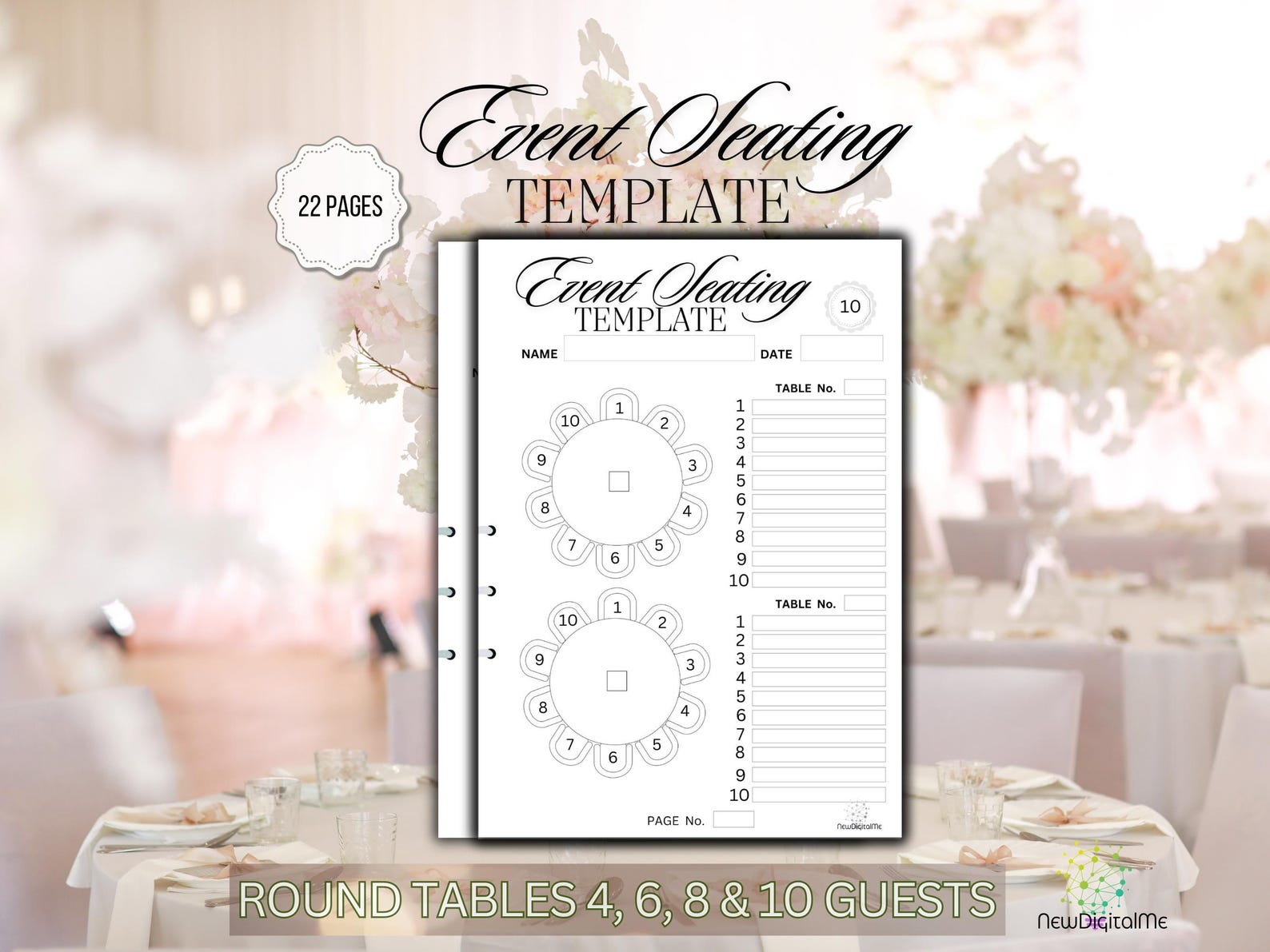 Printable Event Seating Chart Template, Wedding Table Seating ...