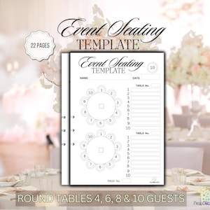 Printable Event Seating Chart Template, Wedding Table Seating ...