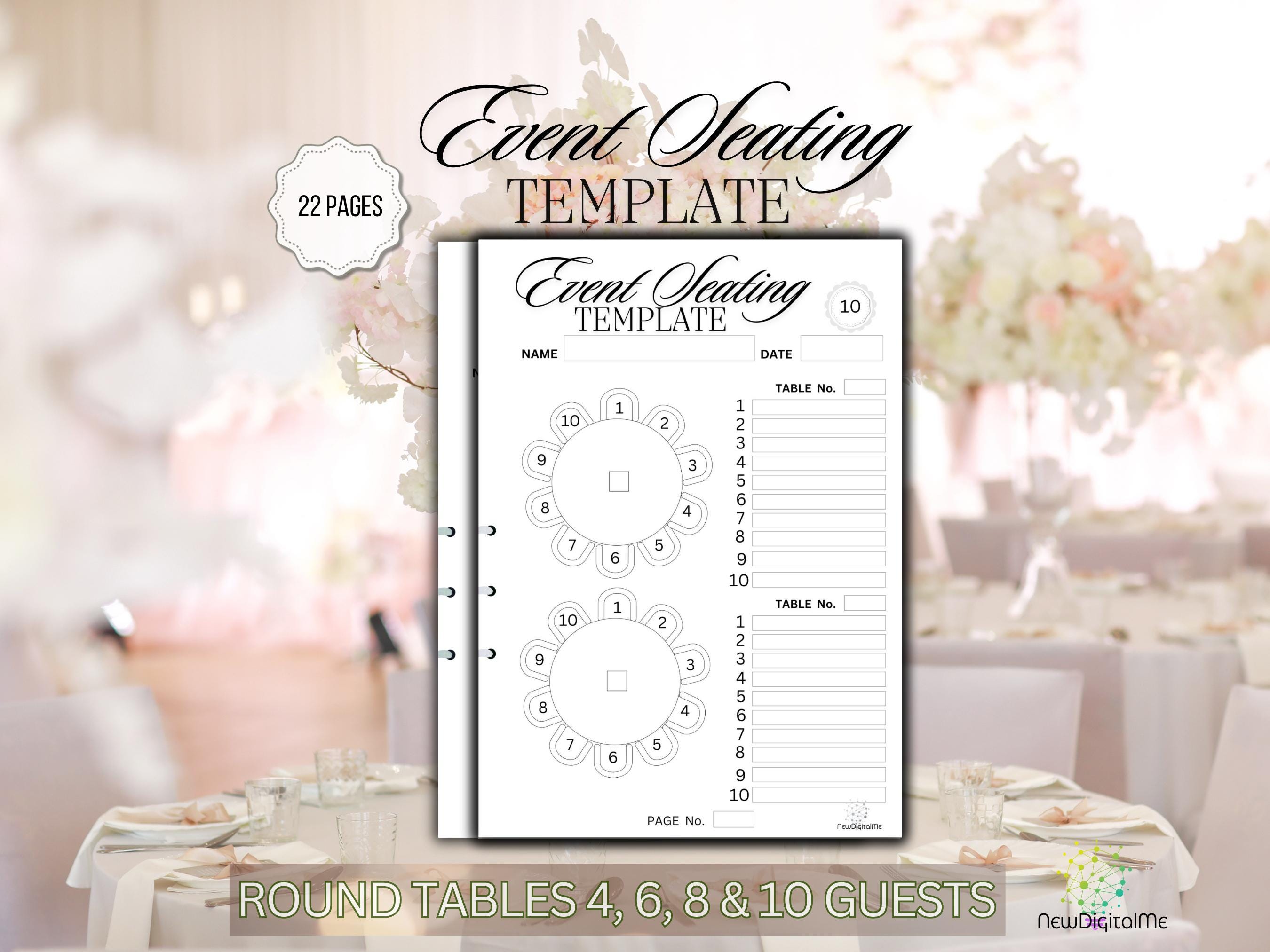 Printable Event Seating Chart Template, Wedding Table Seating Assignment, Round Seating Chart ...