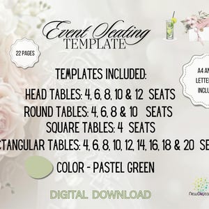 Printable Event Seating Chart Template, Wedding Table Seating ...