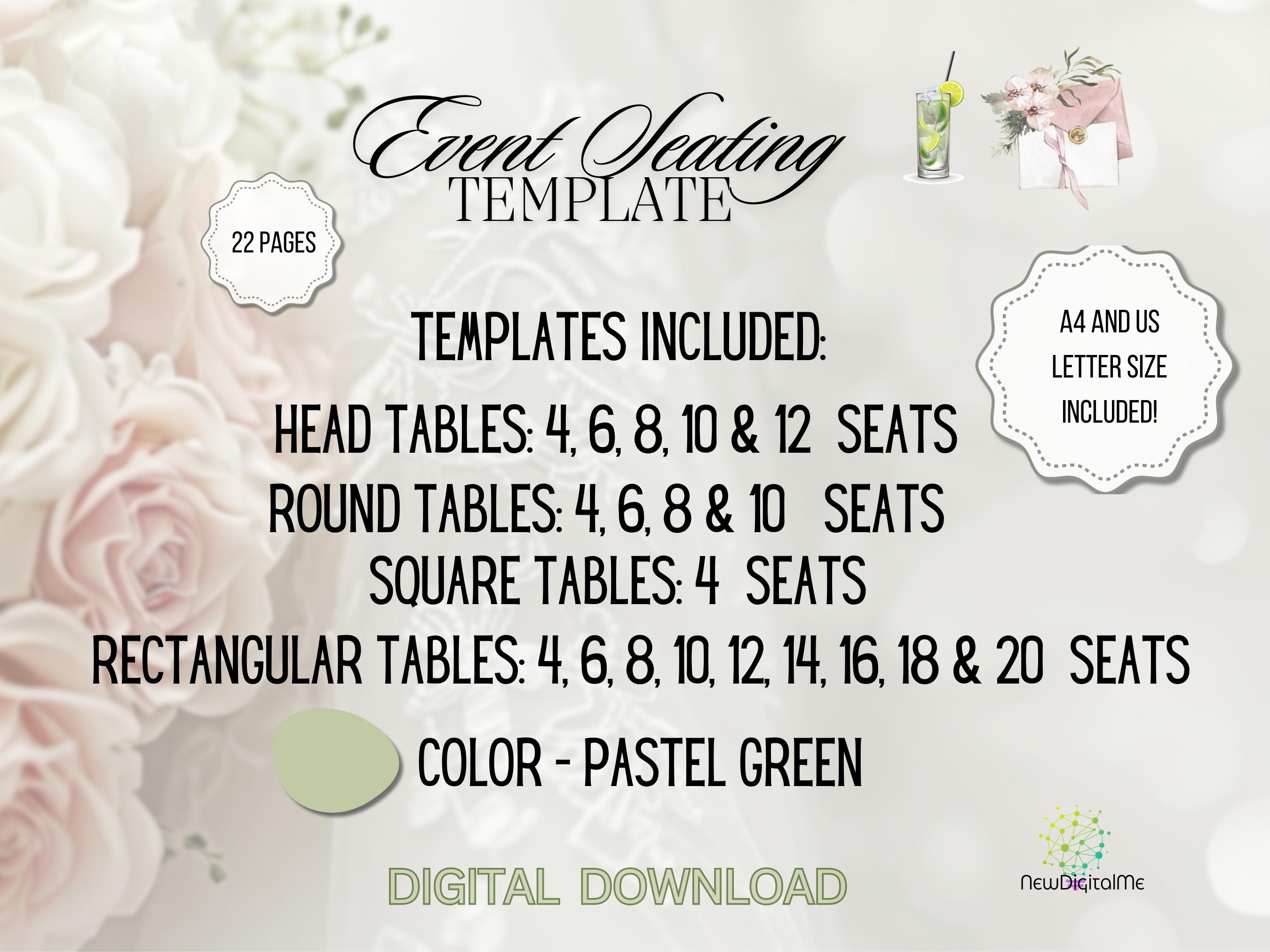 Printable Event Seating Chart Template, Wedding Table Seating ...
