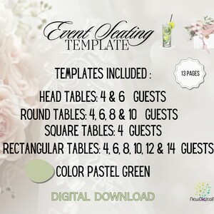 Printable Event Seating Chart Template, Wedding Table Seating ...