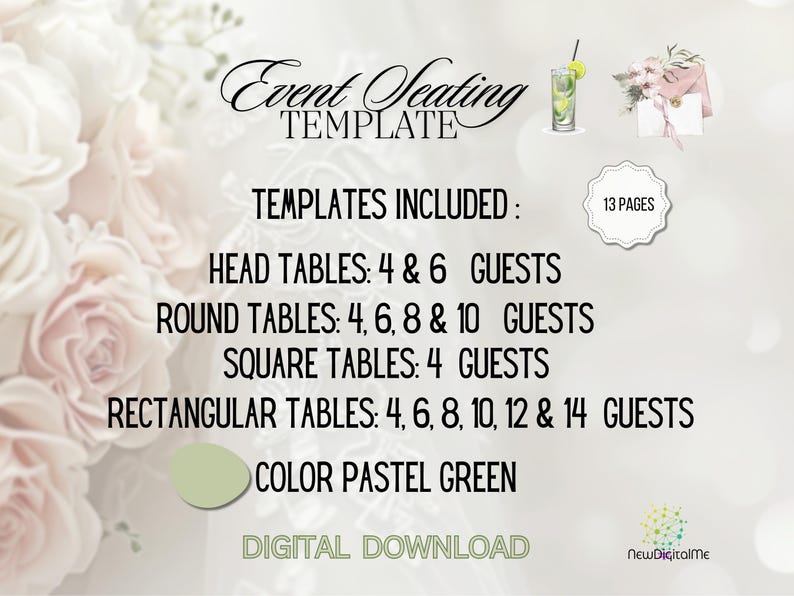 Printable Event Seating Chart Template, Wedding Table Seating ...