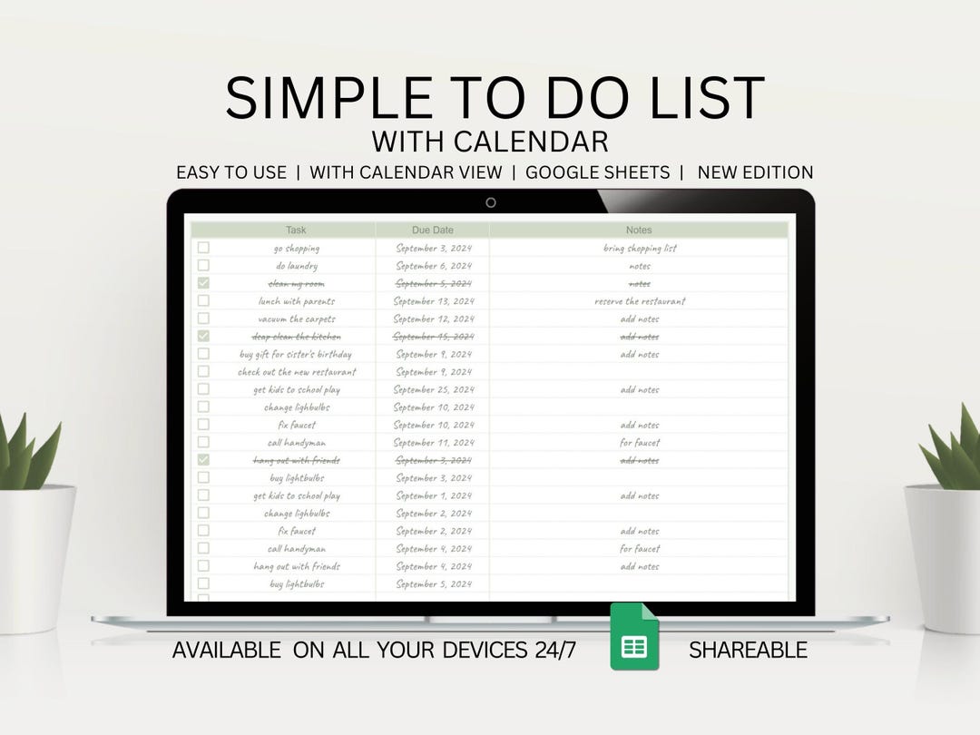 Simple to Do List Easy Monthly Calendar Daily Schedule Routine Task ...