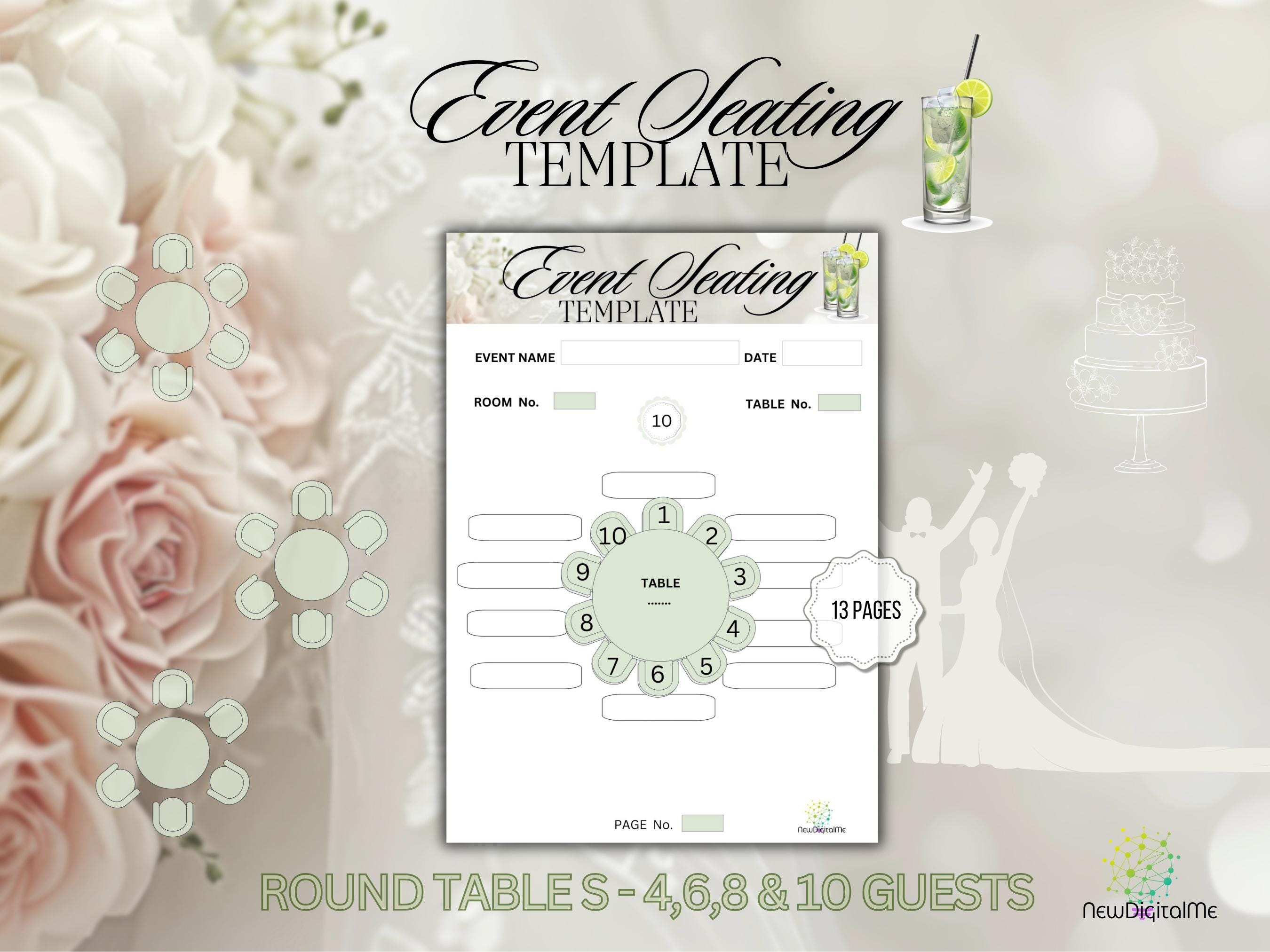 Printable Event Seating Chart Template, Wedding Table Seating ...