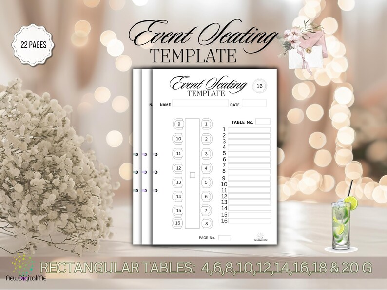 Printable Event Seating Chart Template, Wedding Table Seating ...