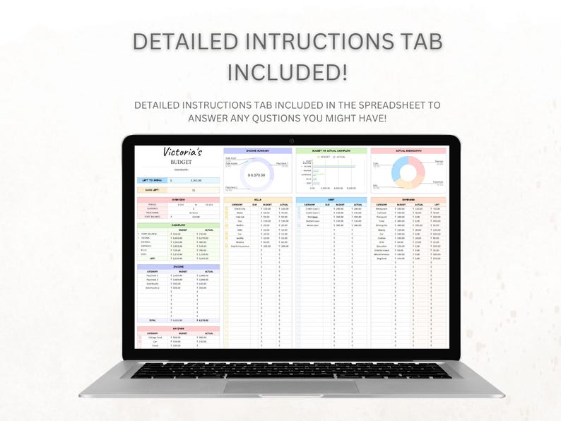 Budget Planner Paycheck Budget Tracker Template Monthly Budget Spreadsheet Beginner Biweekly ...