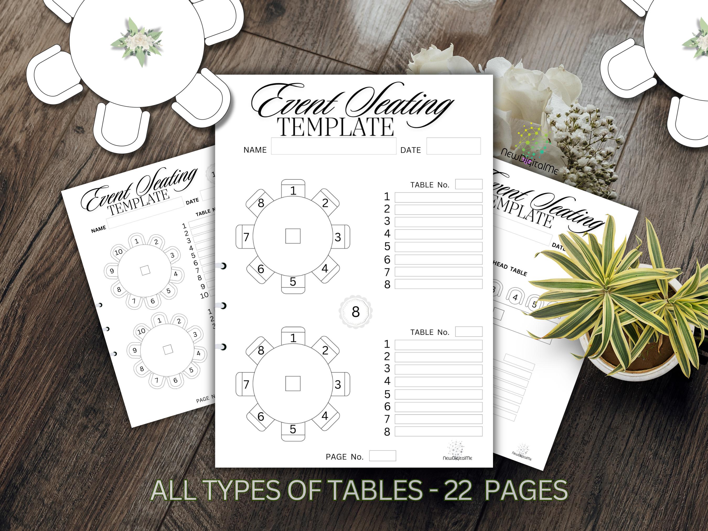 Printable Event Seating Chart Template, Wedding Table Seating ...