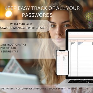 Password Manager Spreadsheet| Password Tracker|password List|google ...