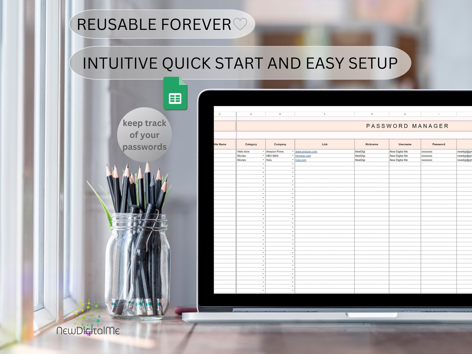 Password Manager Spreadsheet| Password Tracker|password List|google ...