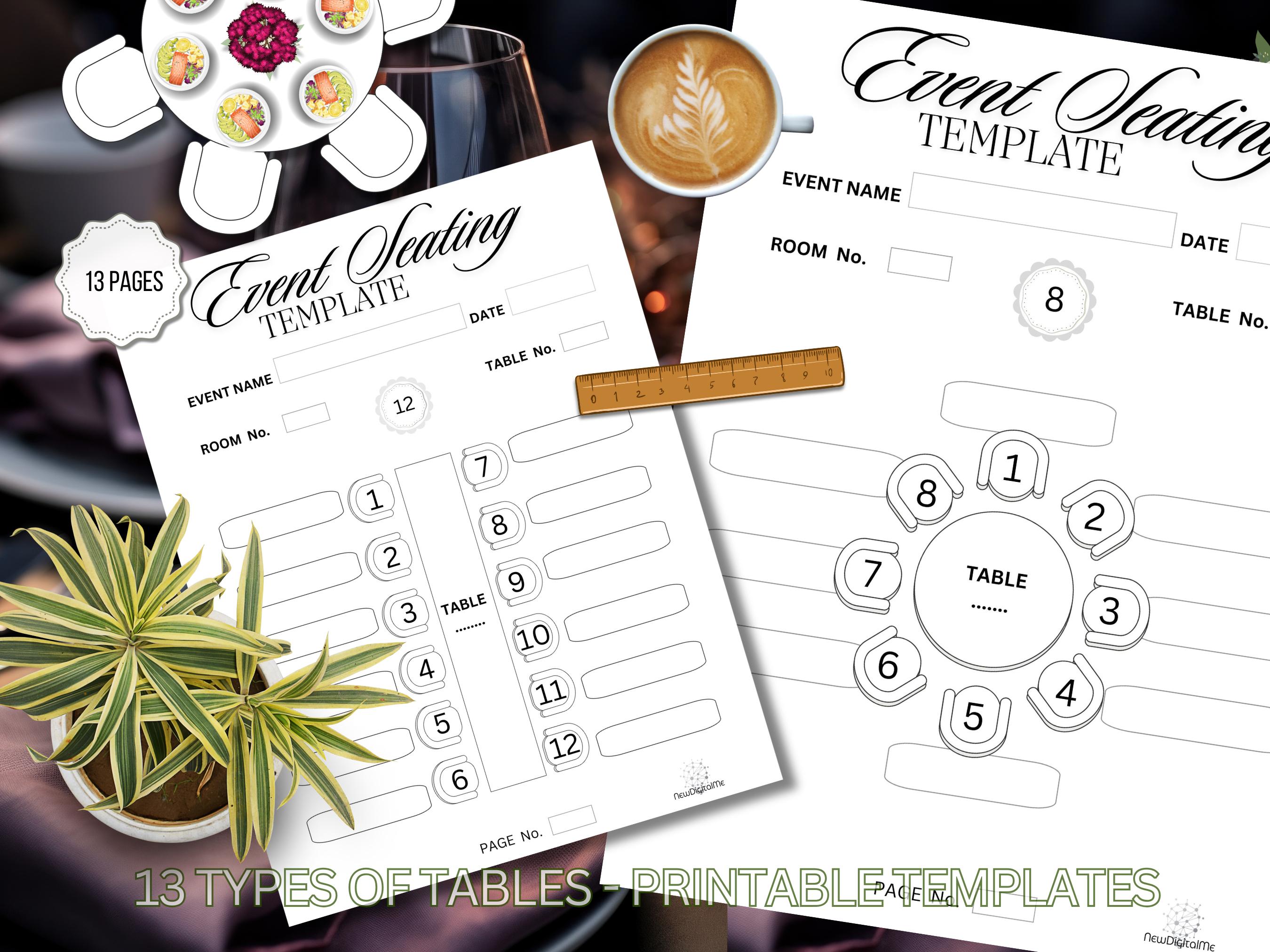 Printable Event Seating Chart Template, Wedding Table Seating ...