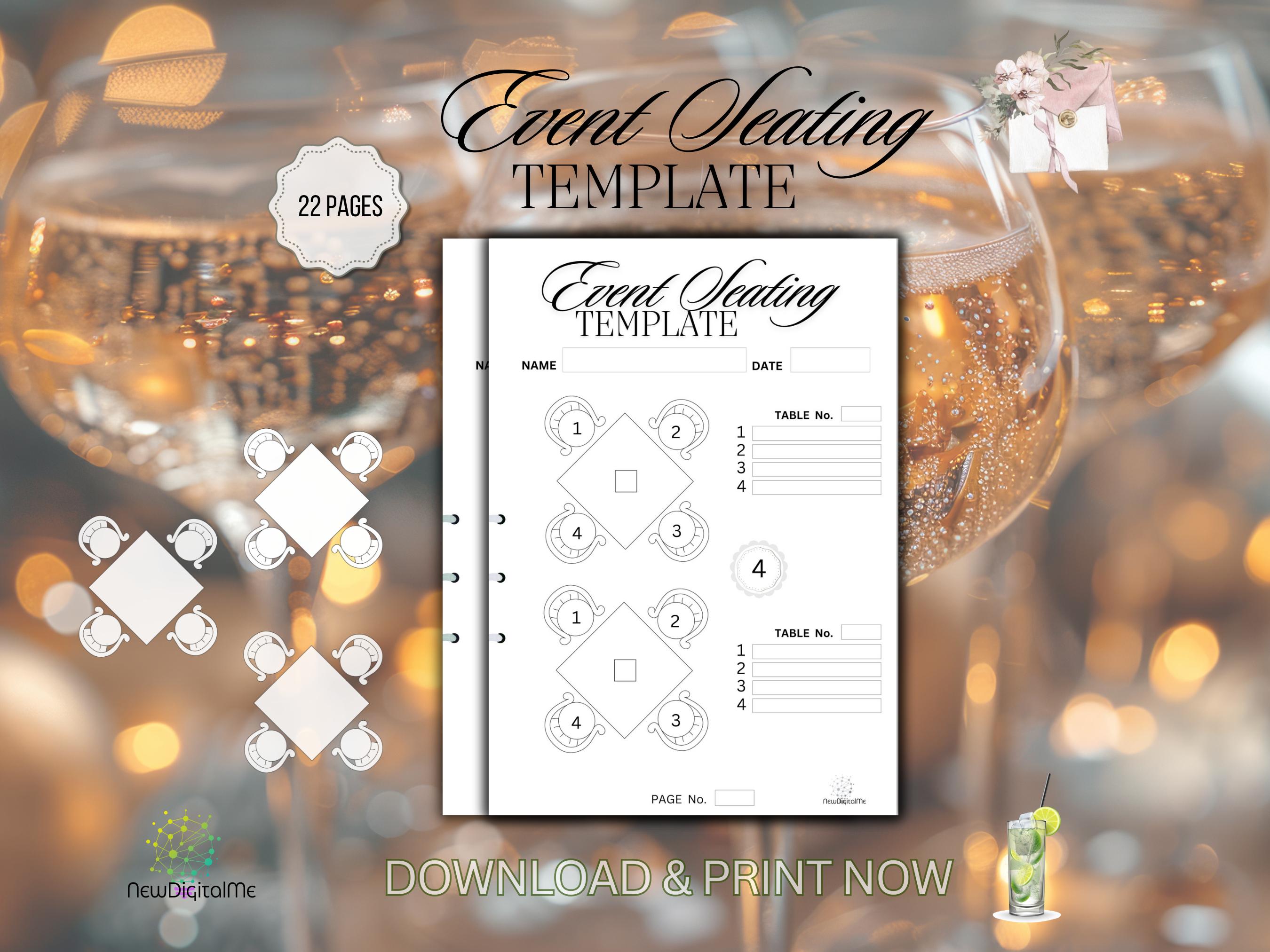 Printable Fillable Event Seating Chart Template, Wedding Table Seating ...