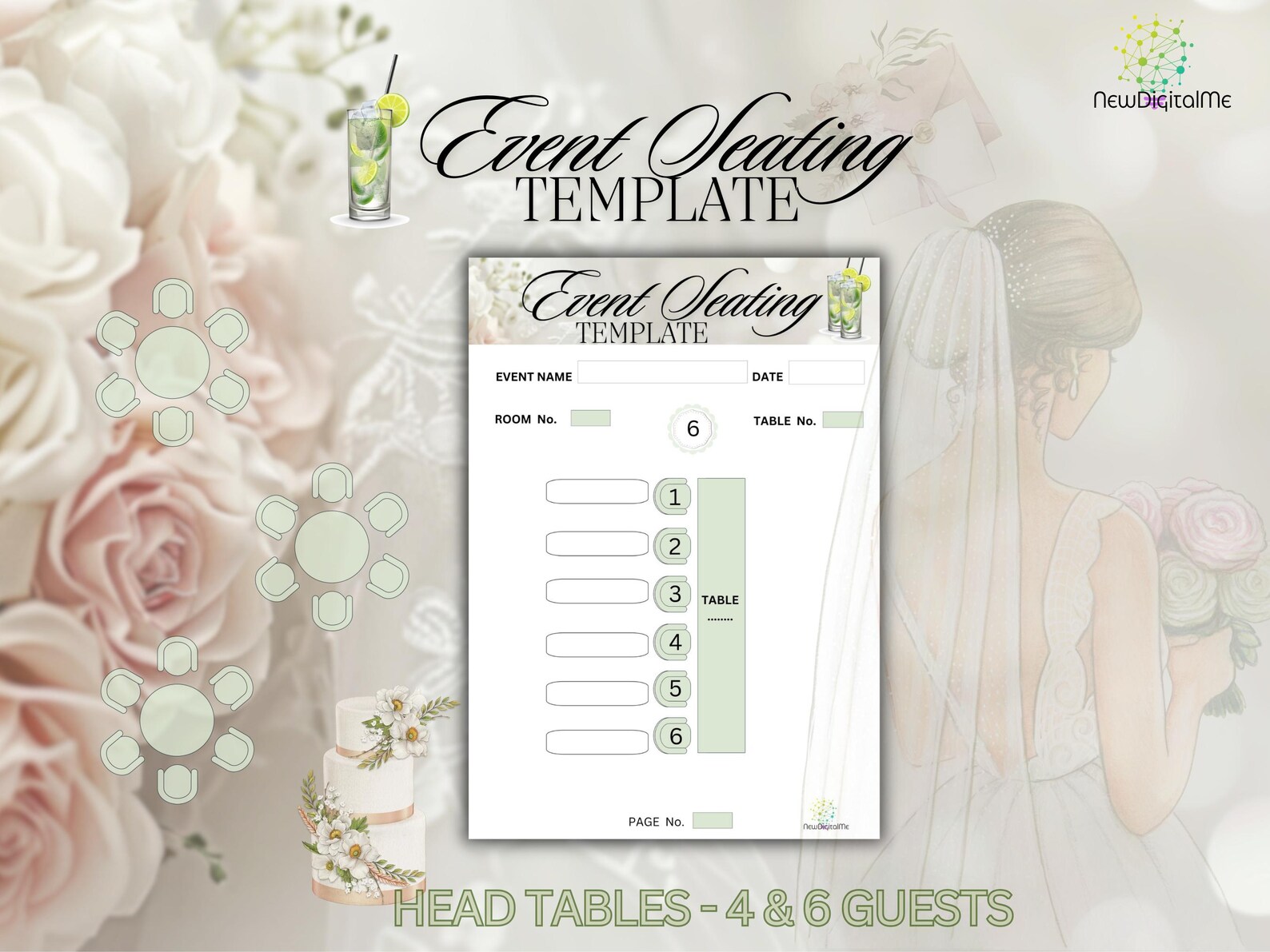 Printable Event Seating Chart Template, Wedding Table Seating ...