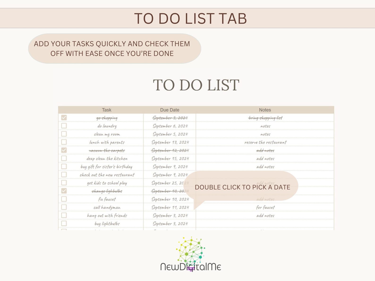 Checkmark to Do List, Easy Monthly Calendar, Daily Schedule, Routine ...