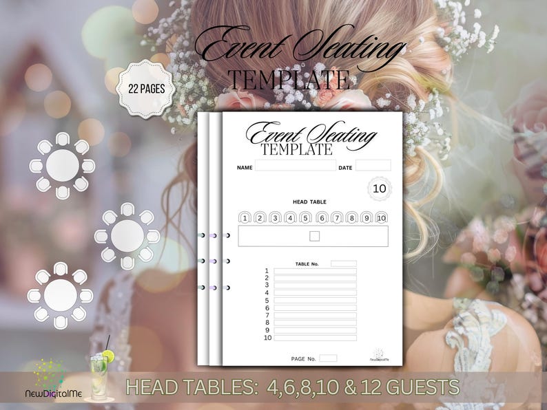 Printable Fillable Event Seating Chart Template, Wedding Table Seating ...